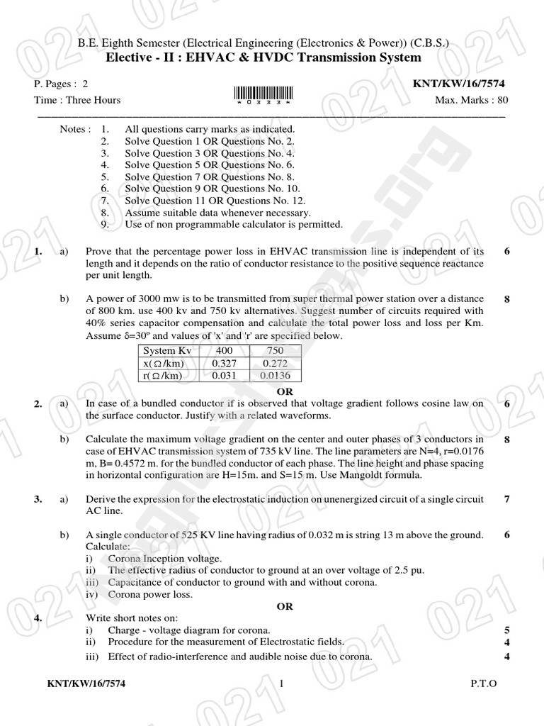 Elective II - EHVAC & HVDC Transmission System PDF | Download Free PDF ...