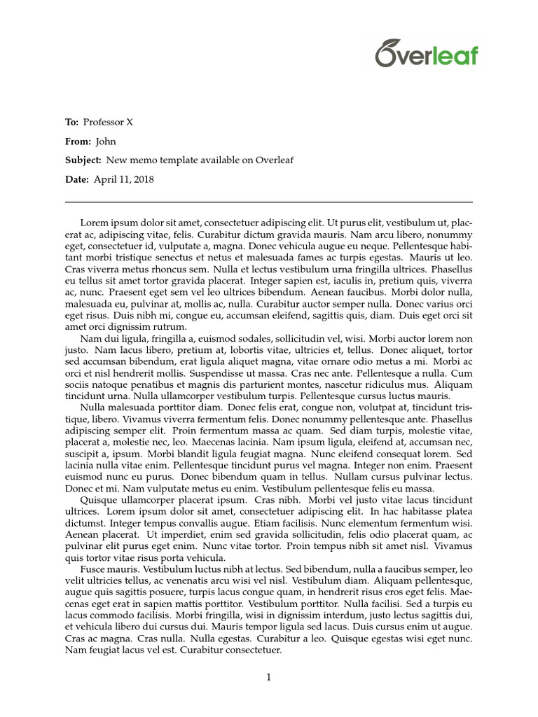 Overleaf Memo Template | Download Free PDF | Text