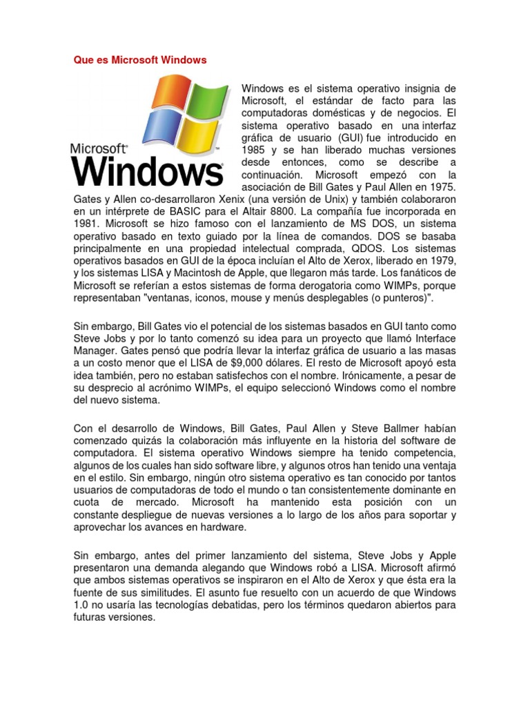 Que Es Microsoft Windows | PDF | Windows 10 | Microsoft Windows