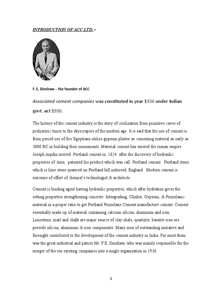 Synopsis of ACC LTD | PDF | Data | Cement