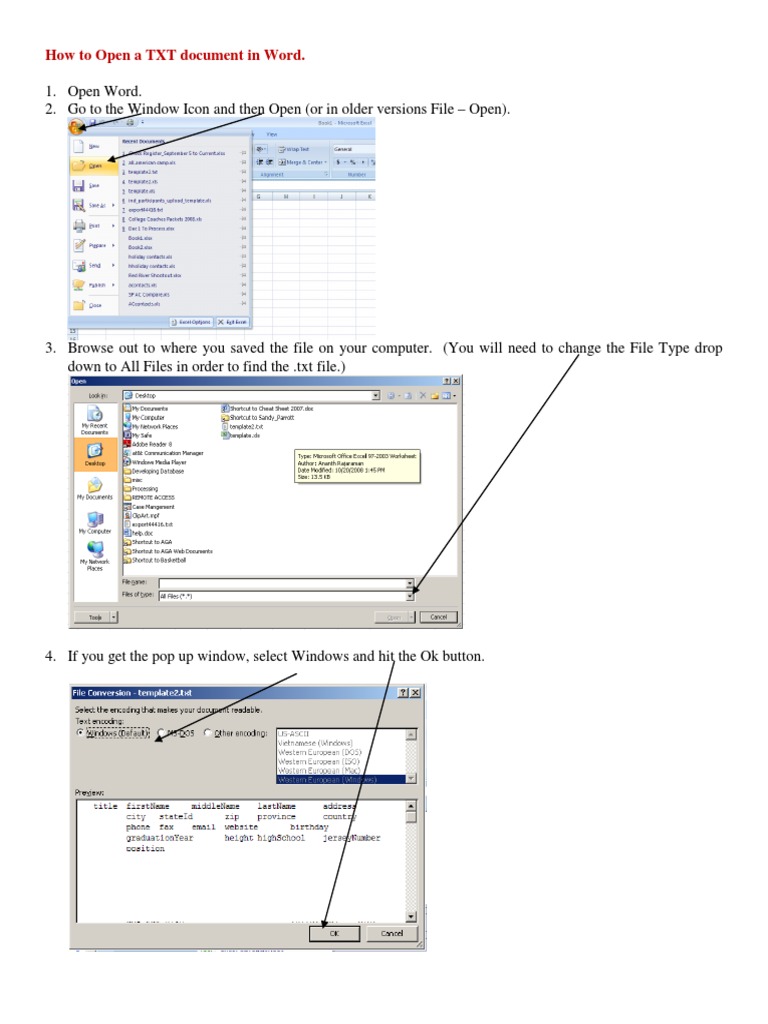 Open TXT Files in Word Guide | PDF