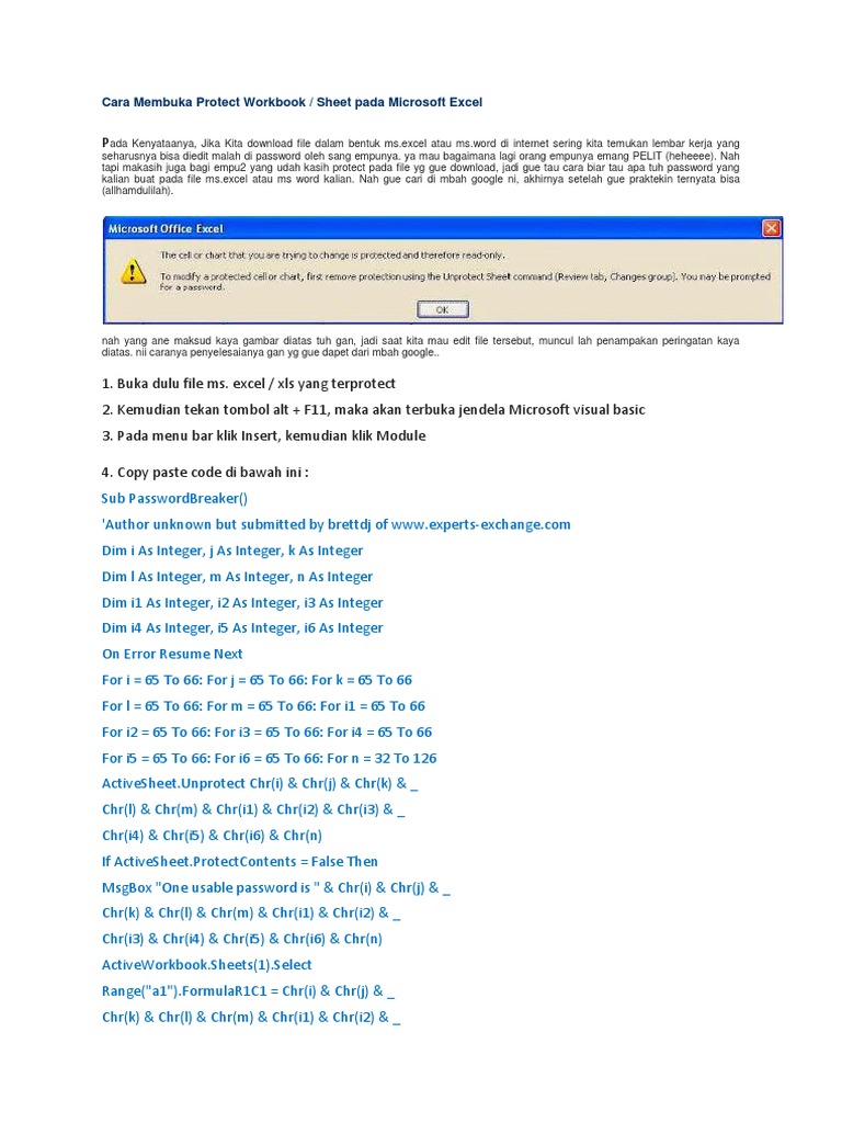 Cara Membuka Protect Workbook | PDF