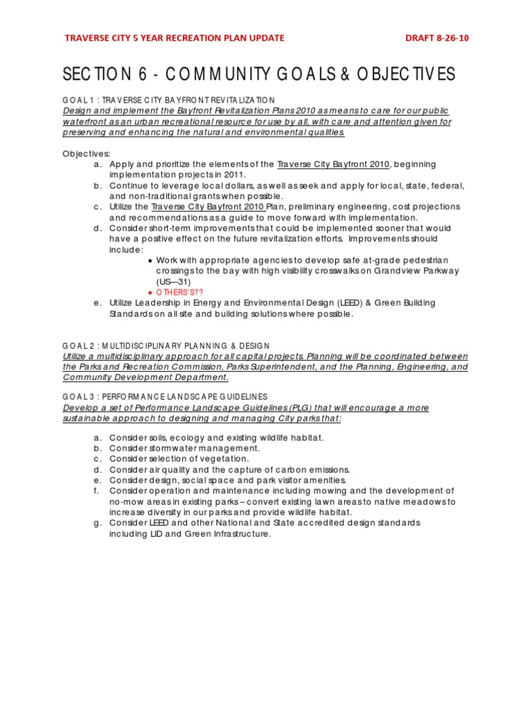 TCPR - Recreation Plan Goals - DRAFT | PDF | Trail | Parks