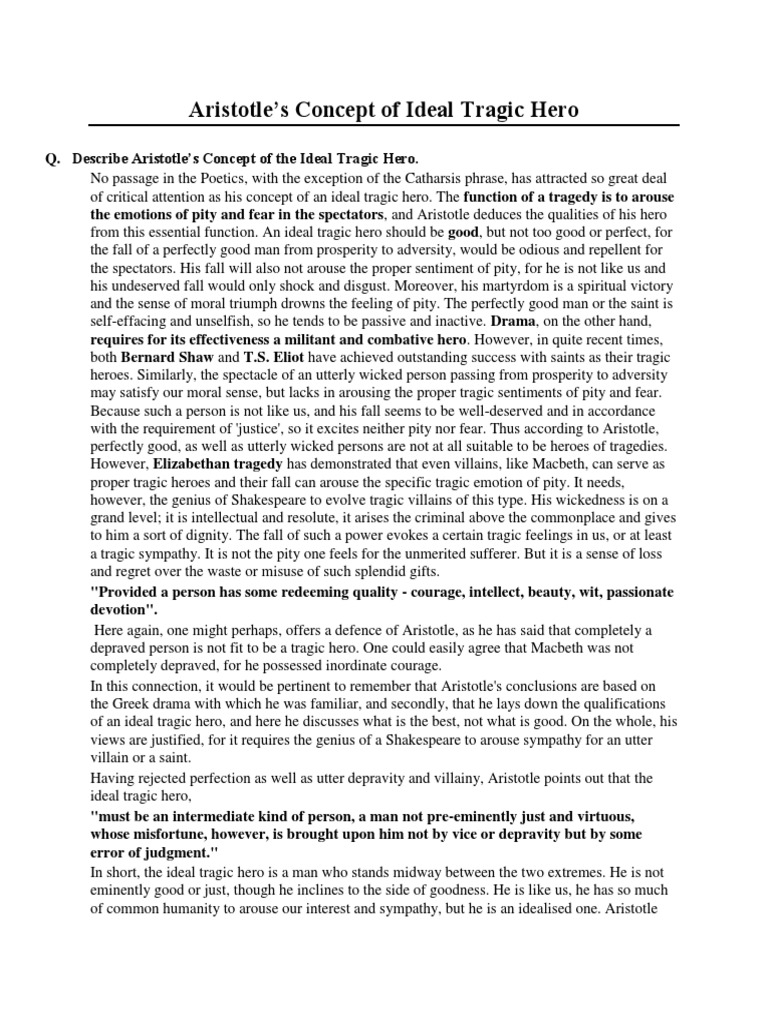 Aristotle's Concept of Ideal Tragic Hero | PDF | Tragedy | Science