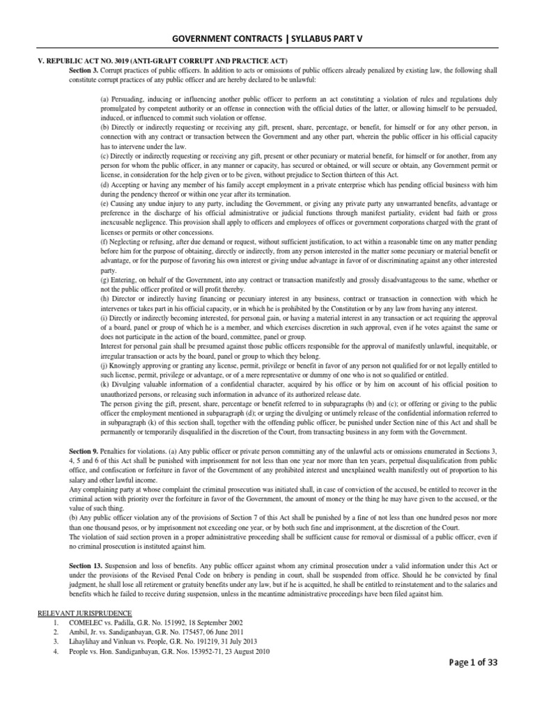 GovCon Syllabus Part V | PDF | Mandamus | Commission On Elections (Philippines)