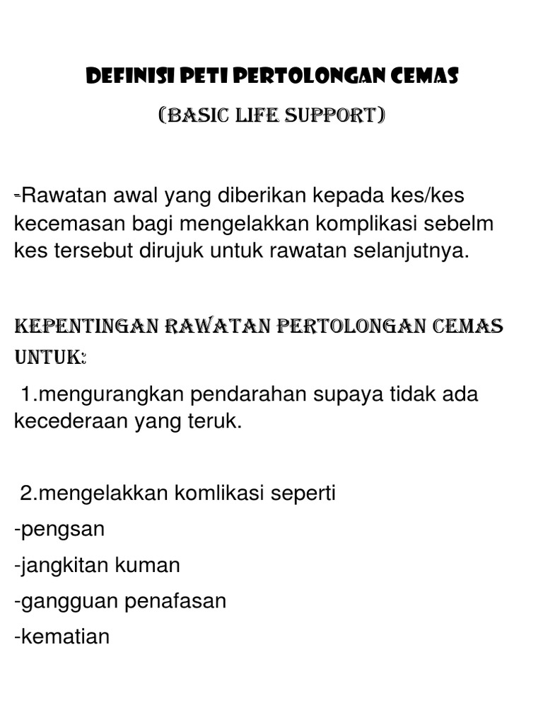 Definisi Peti Pertolongan Cemas | PDF
