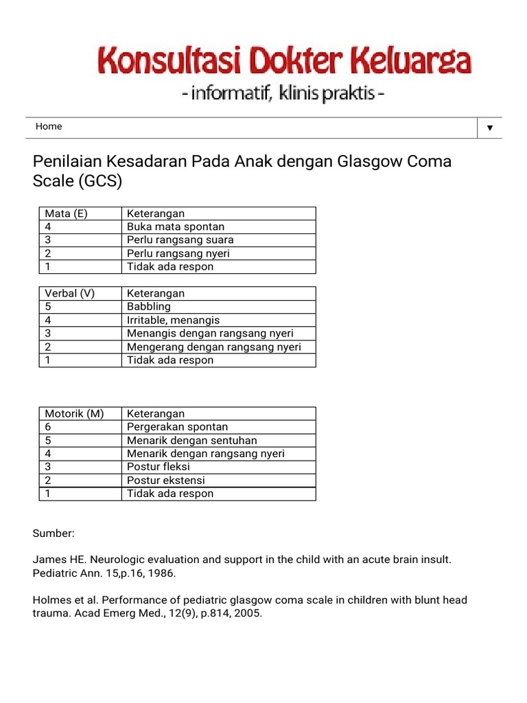 Konsultasi Dokter Keluarga: Penilaian Kesadaran Pada Anak Dengan ...