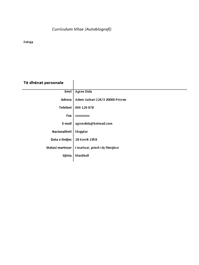 Agron Dida - CV - Shqip PDF | PDF