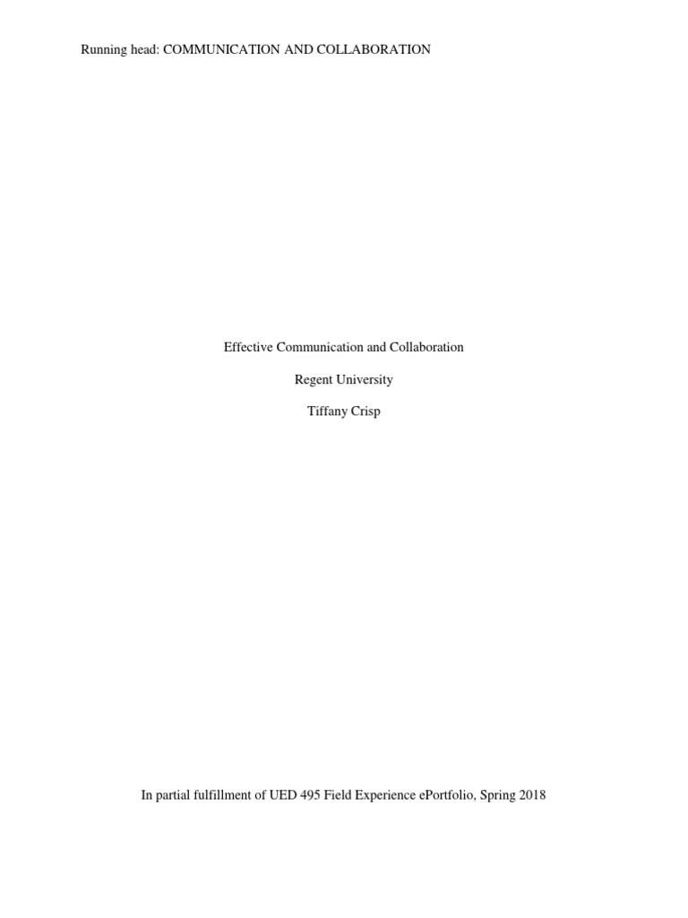 Effective Communication and Collaboration Reflection Paper | PDF ...