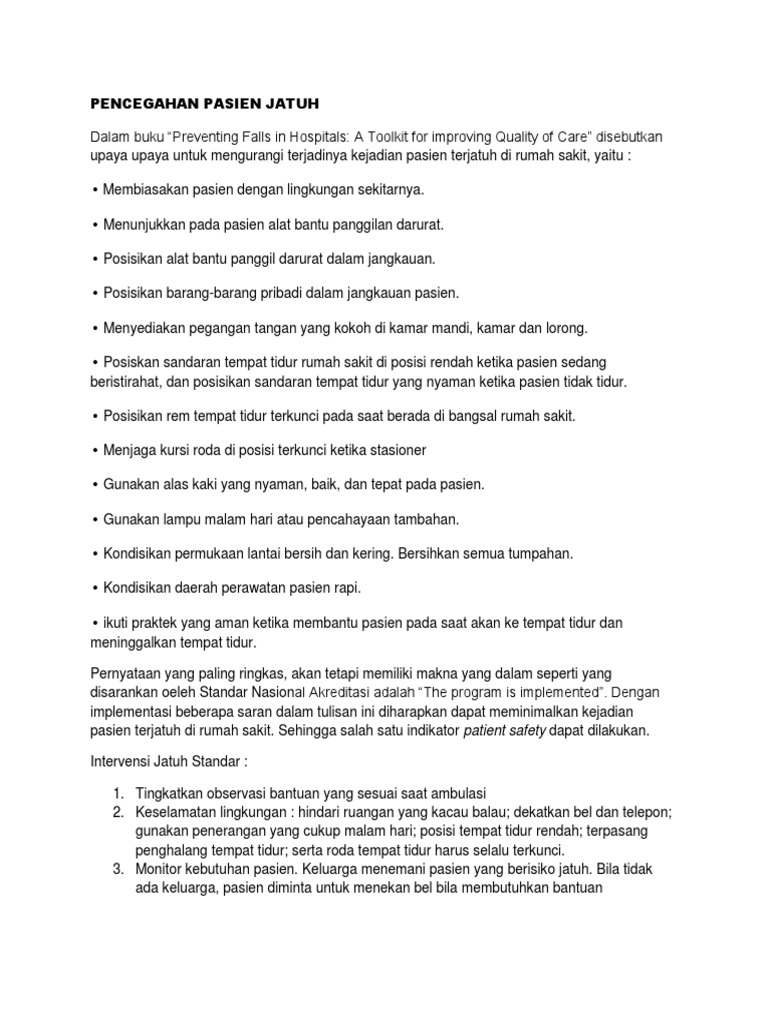 Pencegahan Pasien Jatuh | PDF