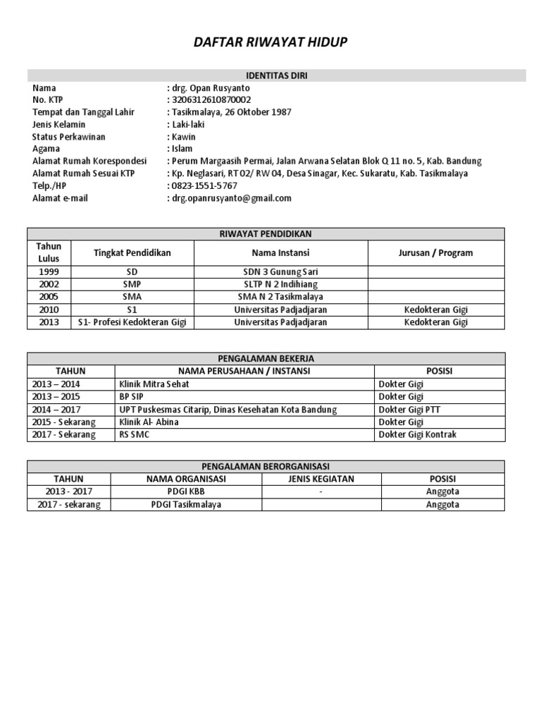 CV DRG - Opan Rusyanto | PDF