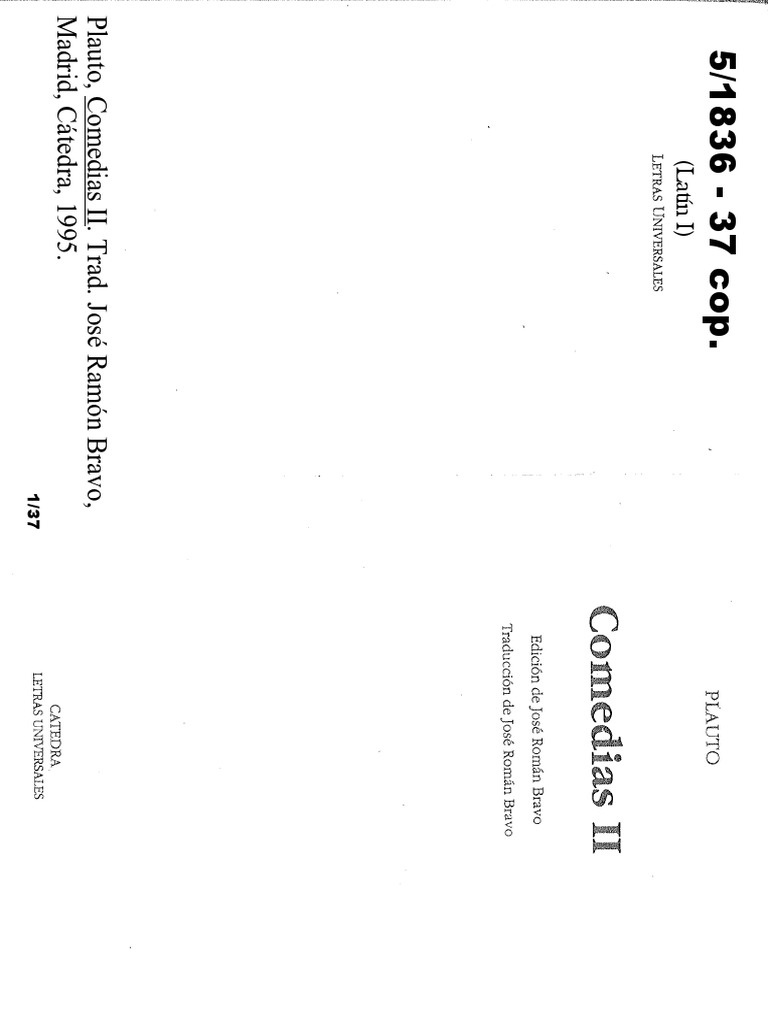 PLAUTO - La Comedia de Las Apariciones | PDF | Humor | Comedia