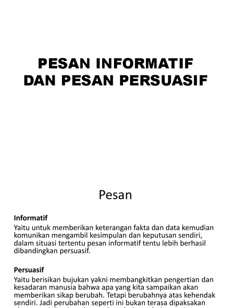 Pesan Informatif Dan Persuasif | PDF