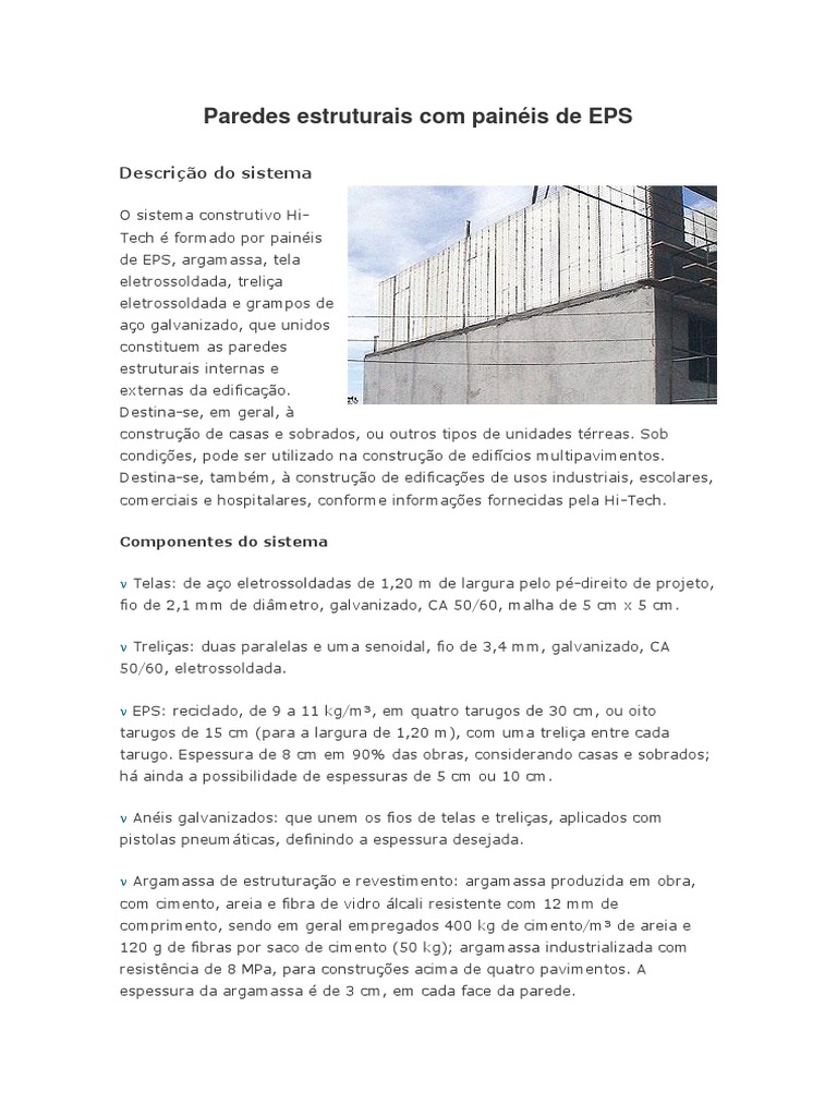 Paredes estruturais com painéis de EPS | PDF | Argamassa (alvenaria ...