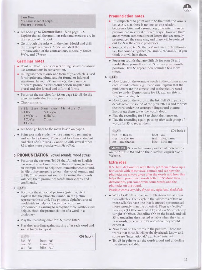 American English File 1 - Grammar Bank - 1A | PDF