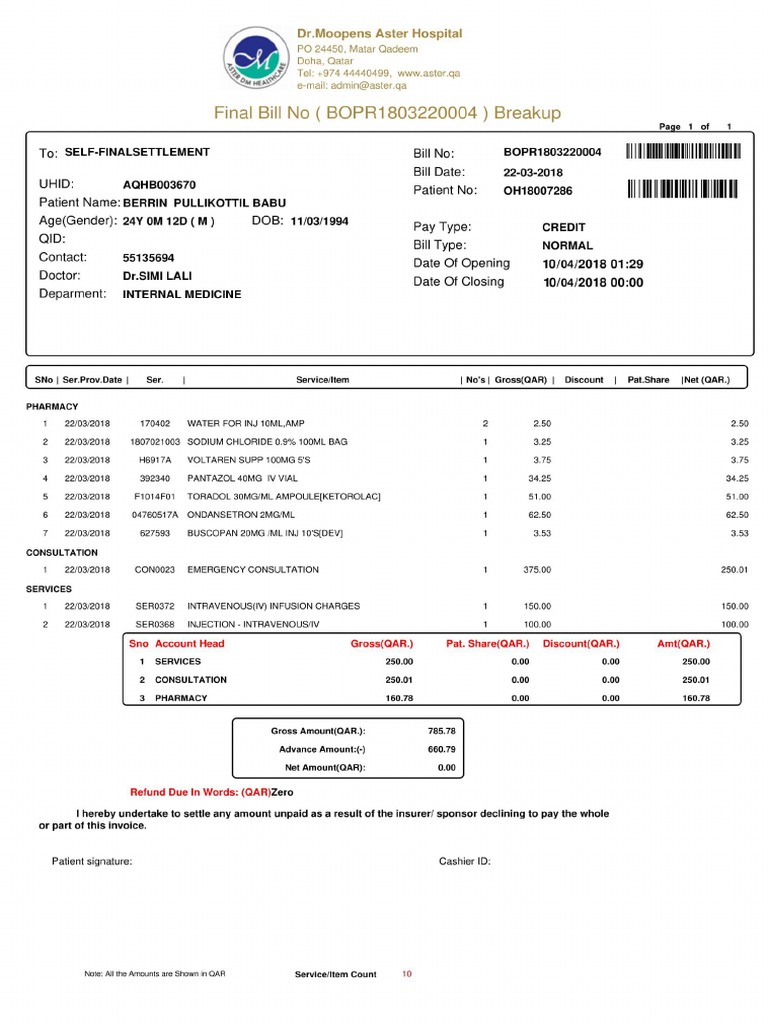 Aster Bill BreakuP-1 | PDF