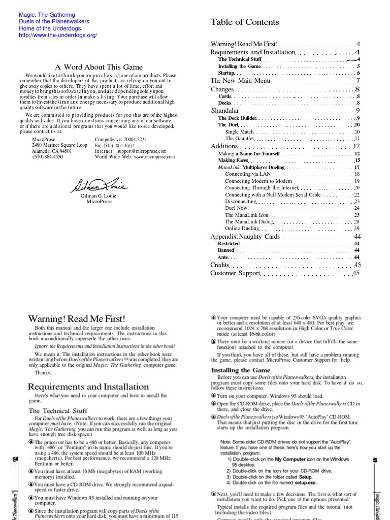 A Word About This Game: Warning! Read Me First! 4 | PDF | Computer Data ...