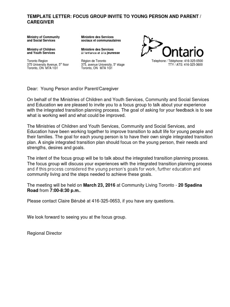 2016 01 14 Focus Group Invitation Letter To Families 2 | PDF