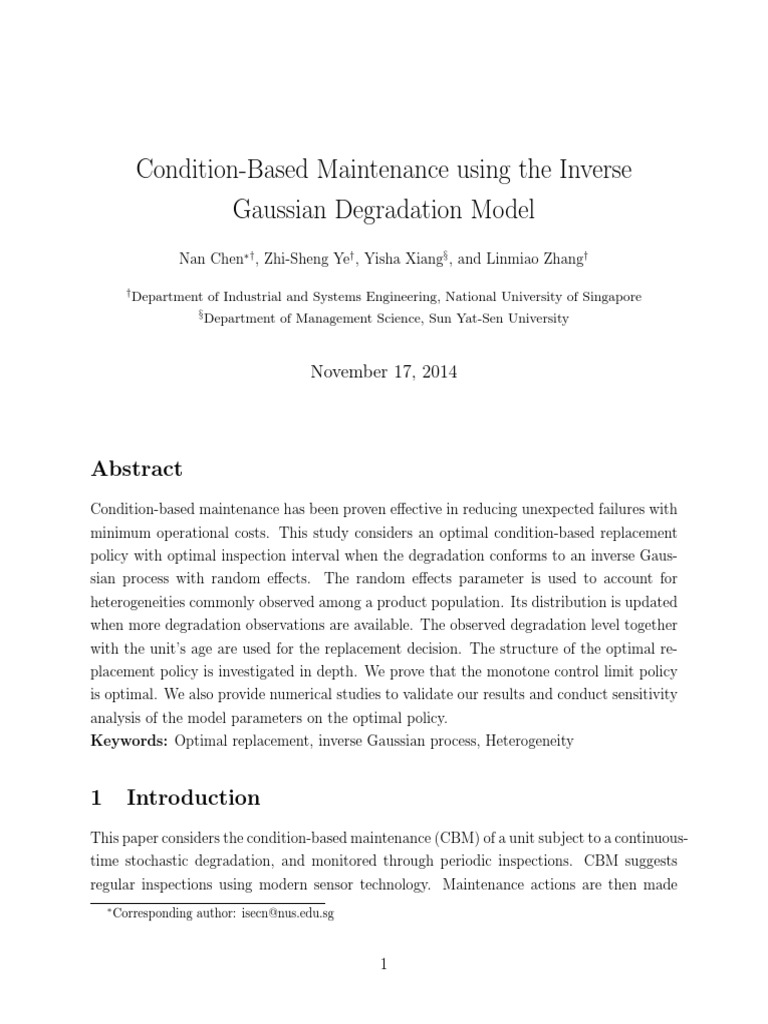 Condition-Based Maintenance Using The Inverse Gaussian Degradation Model | PDF | Monotonic ...