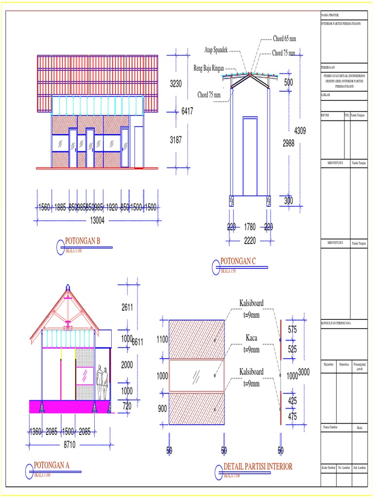 Potongan B Potongan C: Atap Spandek Reng Baja Ringan Chord 75 MM Chord ...