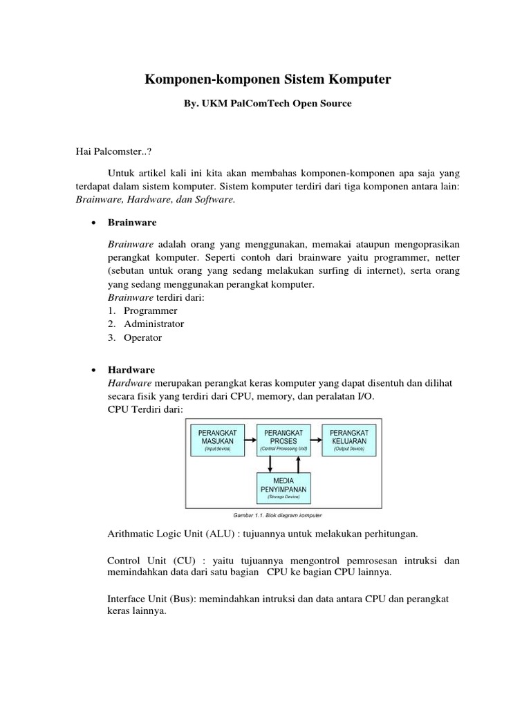 Komponen Sistem Komputer | PDF