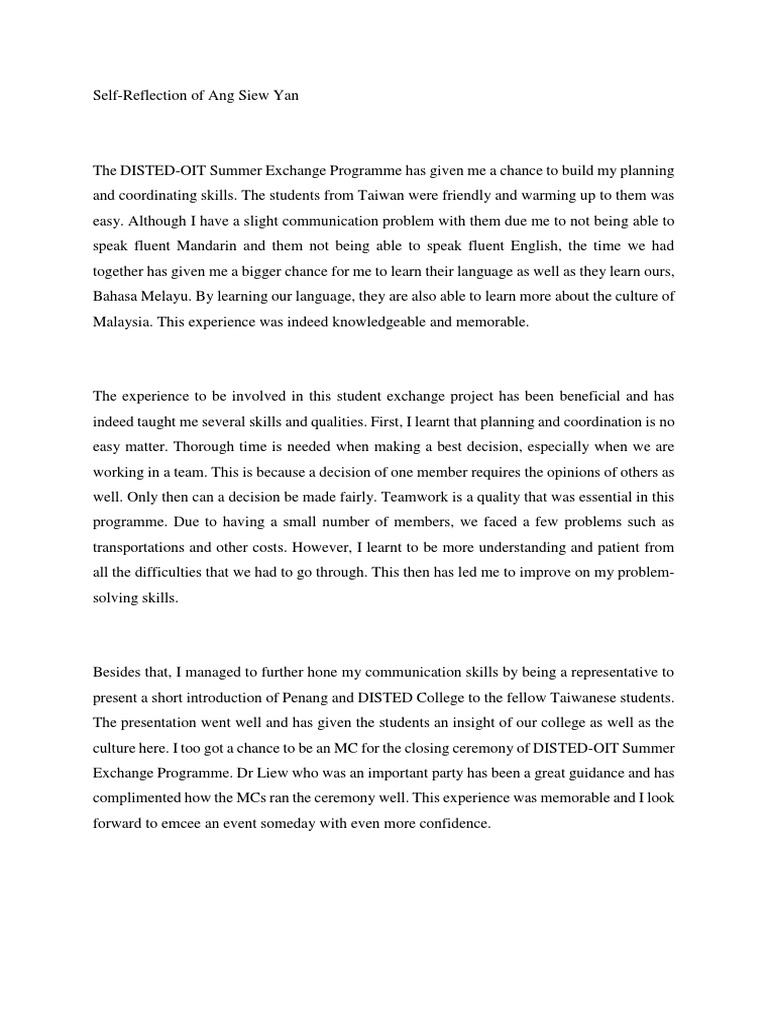 MPU Self Reflection Peer Review | PDF | Change | Behavior Modification