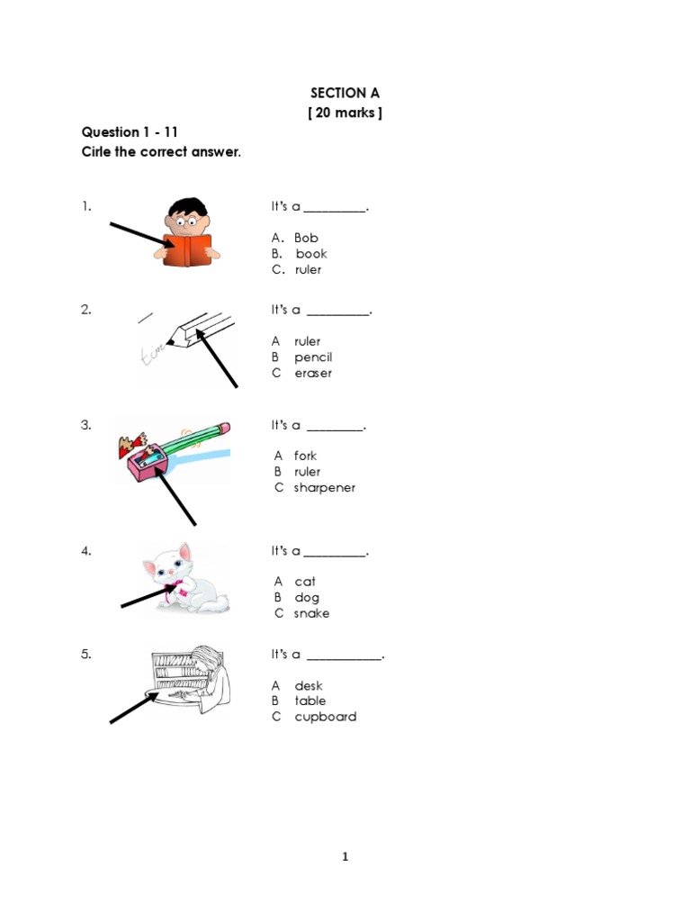 English Year 1 Paper 1 Examination March 2018 | PDF