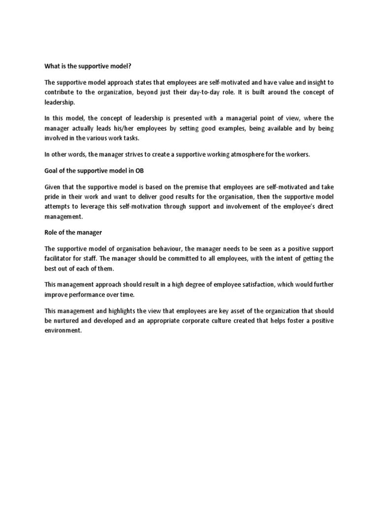 What Is The Supportive Model? | PDF
