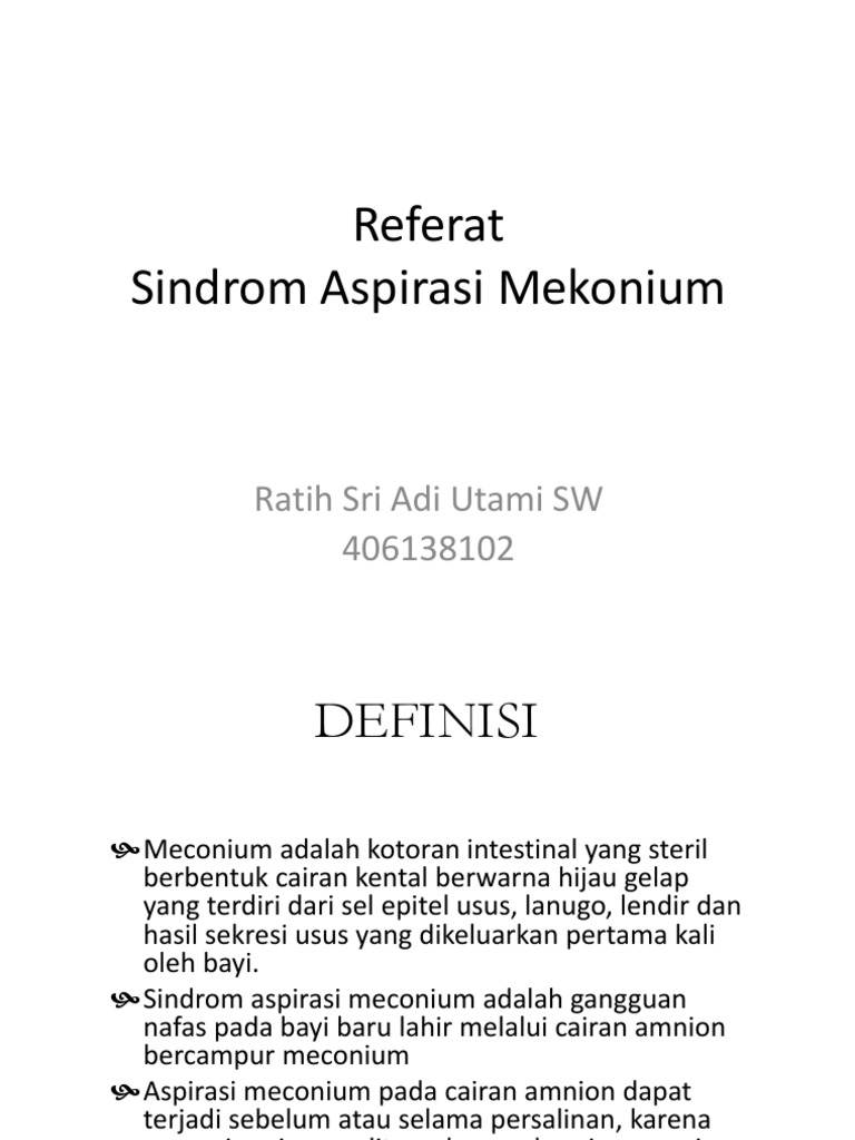 Sindrom Aspirasi Mekonium, DR Ratih Sri Adi Utami | PDF | Kajian Bahasa ...