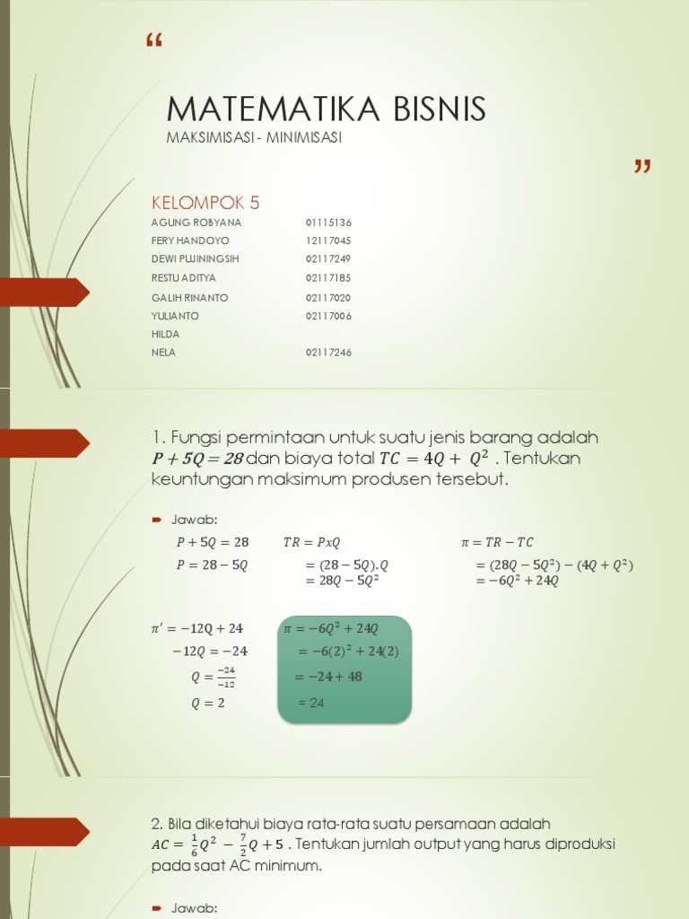 Matematika Bisnis | PDF