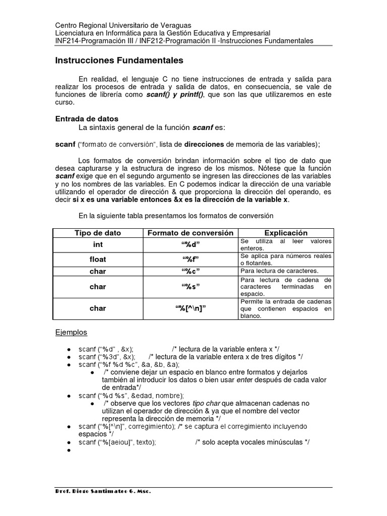 Instrucciones fundamentales de un lenguaje de programación procedural ...