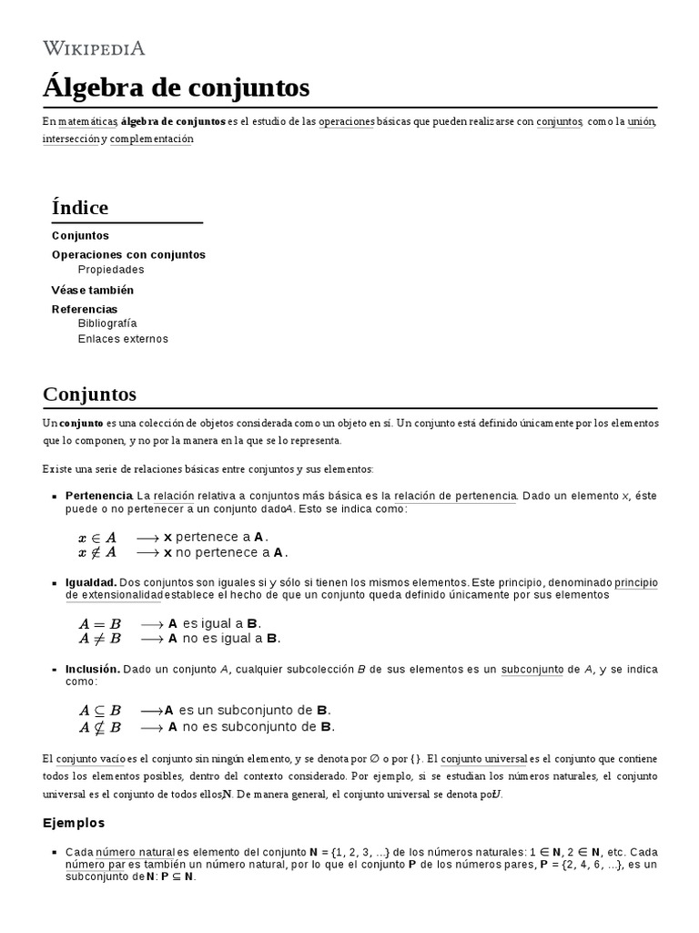 Álgebra de Conjuntos | PDF | Conjunto (Matemáticas) | Lógica