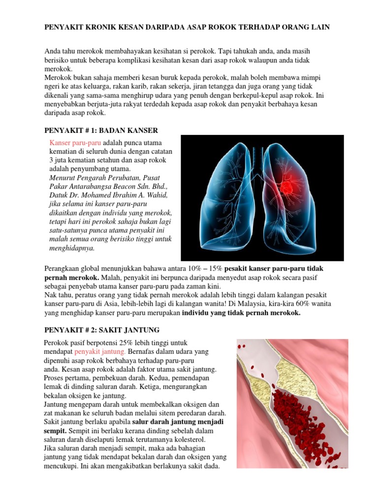 Penyakit Kronik Kesan Daripada Asap Rokok Terhadap Orang Lain | PDF