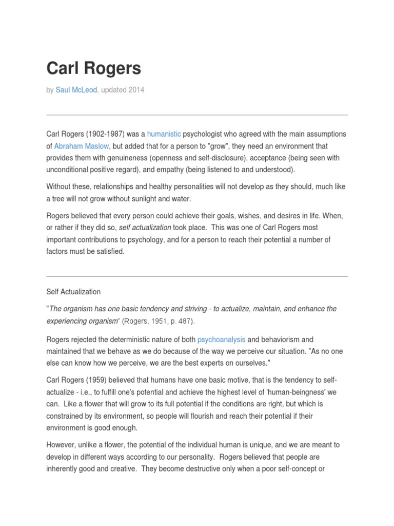 Carl Rogers | PDF | Self Actualization | Self