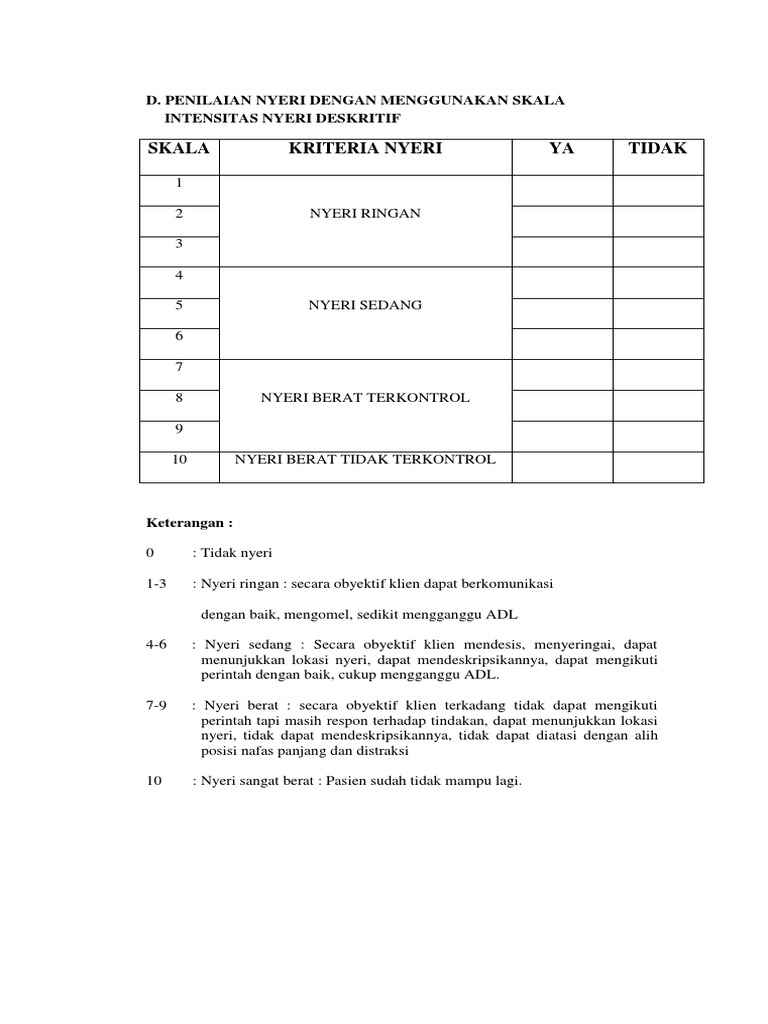 Kuesioner Skala Nyeri | PDF