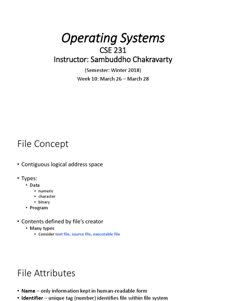 Operating Systems: CSE 231 Instructor: Sambuddho Chakravarty | PDF ... Operating Systems: CSE 231 Instructor: Sambuddho Chakravarty | PDF ...