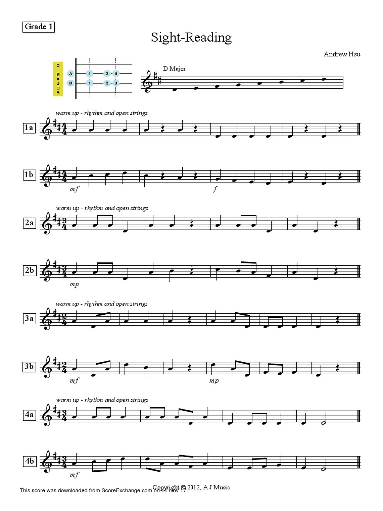 Sight-Reading: Grade 1 | PDF | Musicology | Musical Compositions