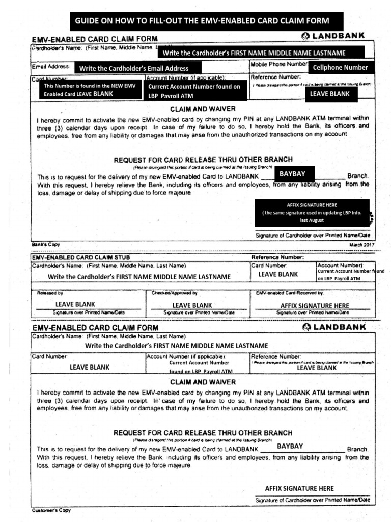 Guide Fill-Out Emv-Enabled Card Claim Form | PDF