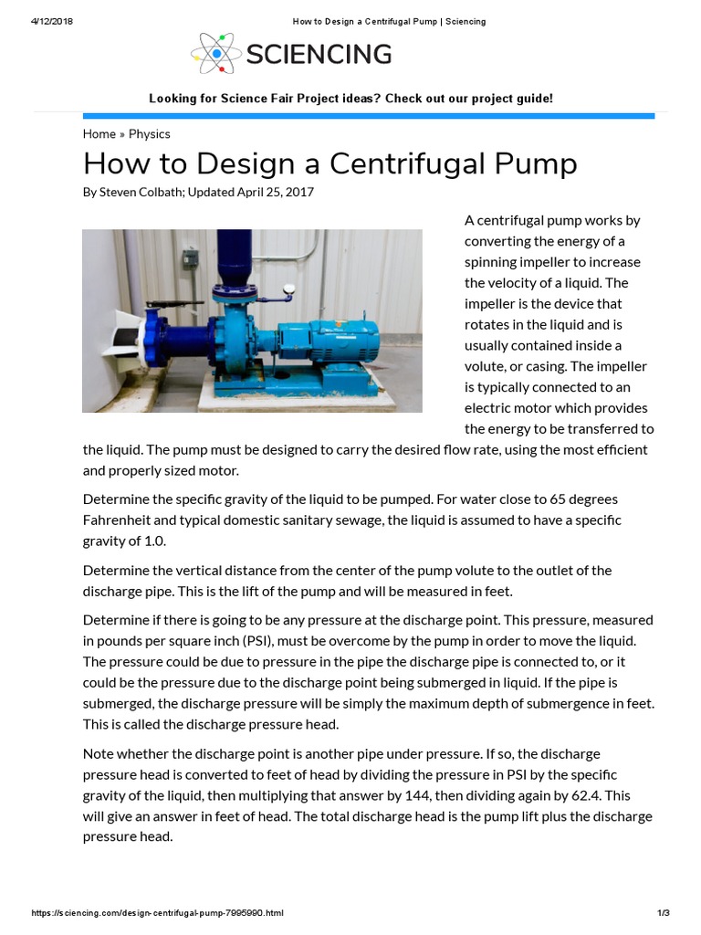 How To Design A Centrifugal Pump - Sciencing | PDF | Pump | Pressure