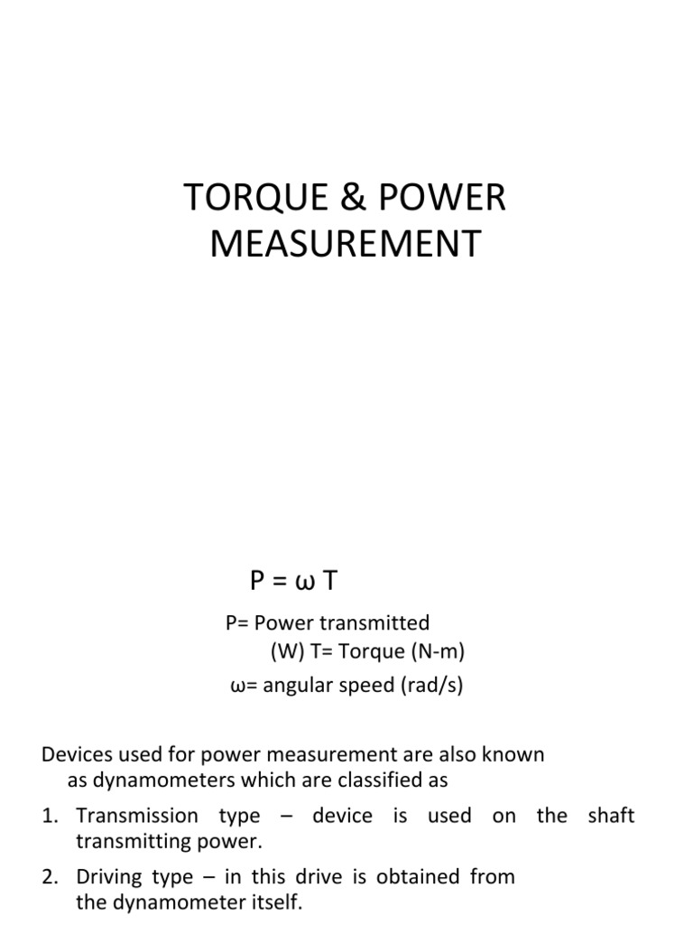 Torque & Power Measurement | PDF | Torque | Rotation Around A Fixed Axis
