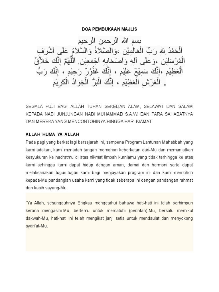 Doa Pembukaan Majlis | PDF | Agama & Spiritualitas