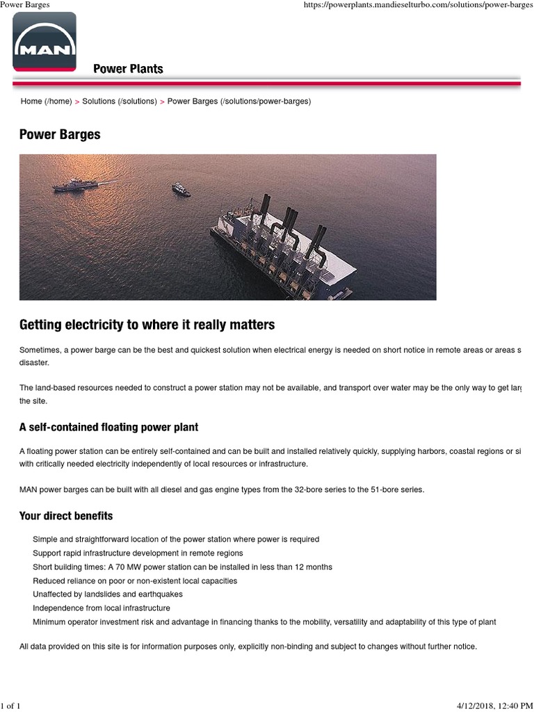 Power Barges: Quick Energy Solutions | PDF