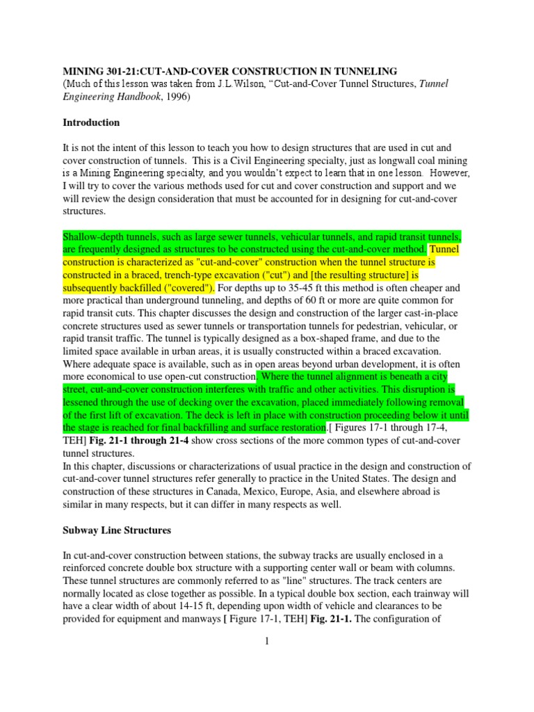 Cut and Cover Methods in Tunneling | Deep Foundation | Tunnel