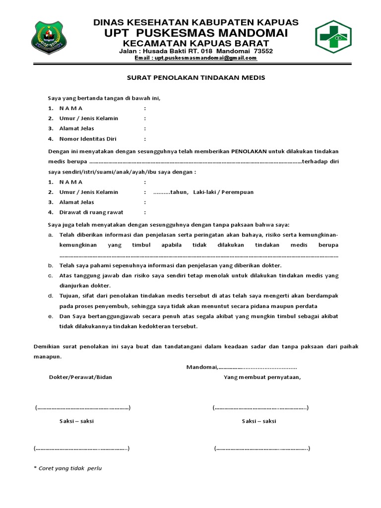 Surat Penolakan Tindakan Medis | PDF