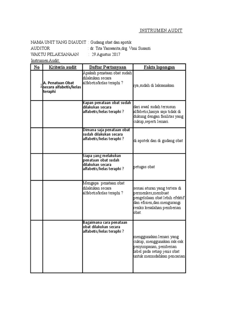 Contoh Instrumen Audit | PDF
