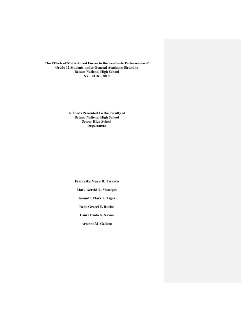 The Effects of Motivational Forces in The Academic Performance of Grade ...