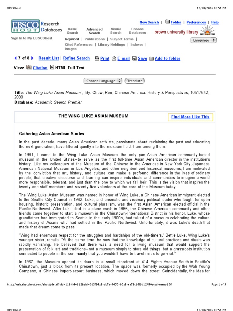 Ron Chew, Wing Luke Asian Museum | PDF | Museum | Copyright