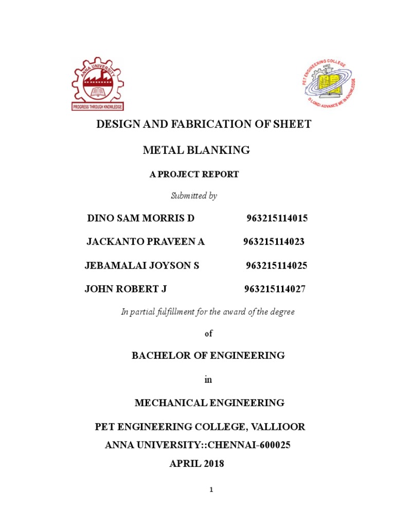 Report Sheet Metal Blanking 1hh | Download Free PDF | Sheet Metal | Crafts