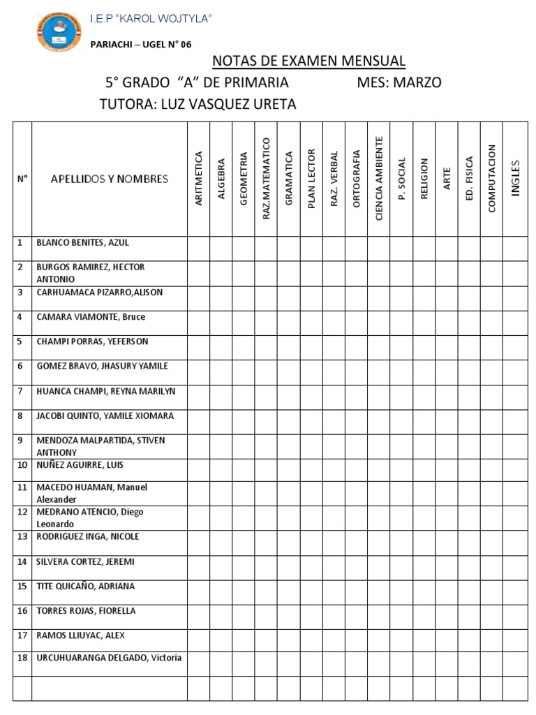 Notas de Examen Mensual | PDF