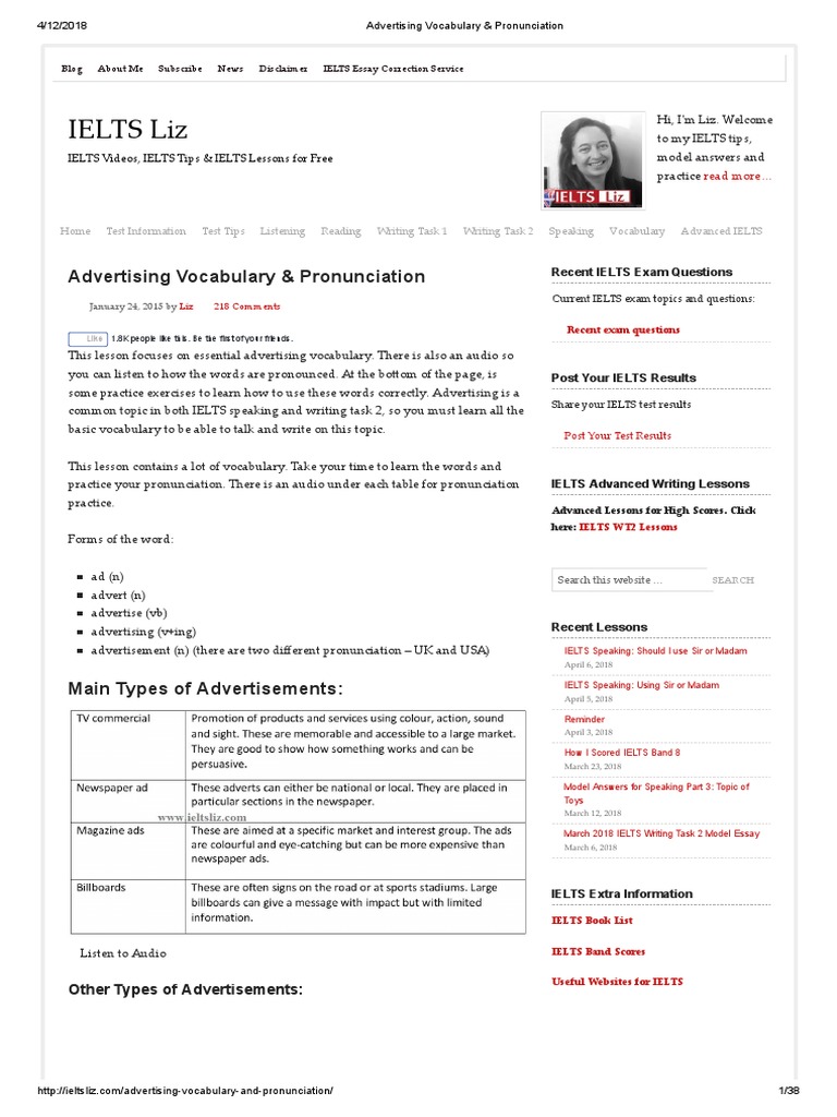 Advertising Vocabulary & Pronunciation | PDF | International English ...